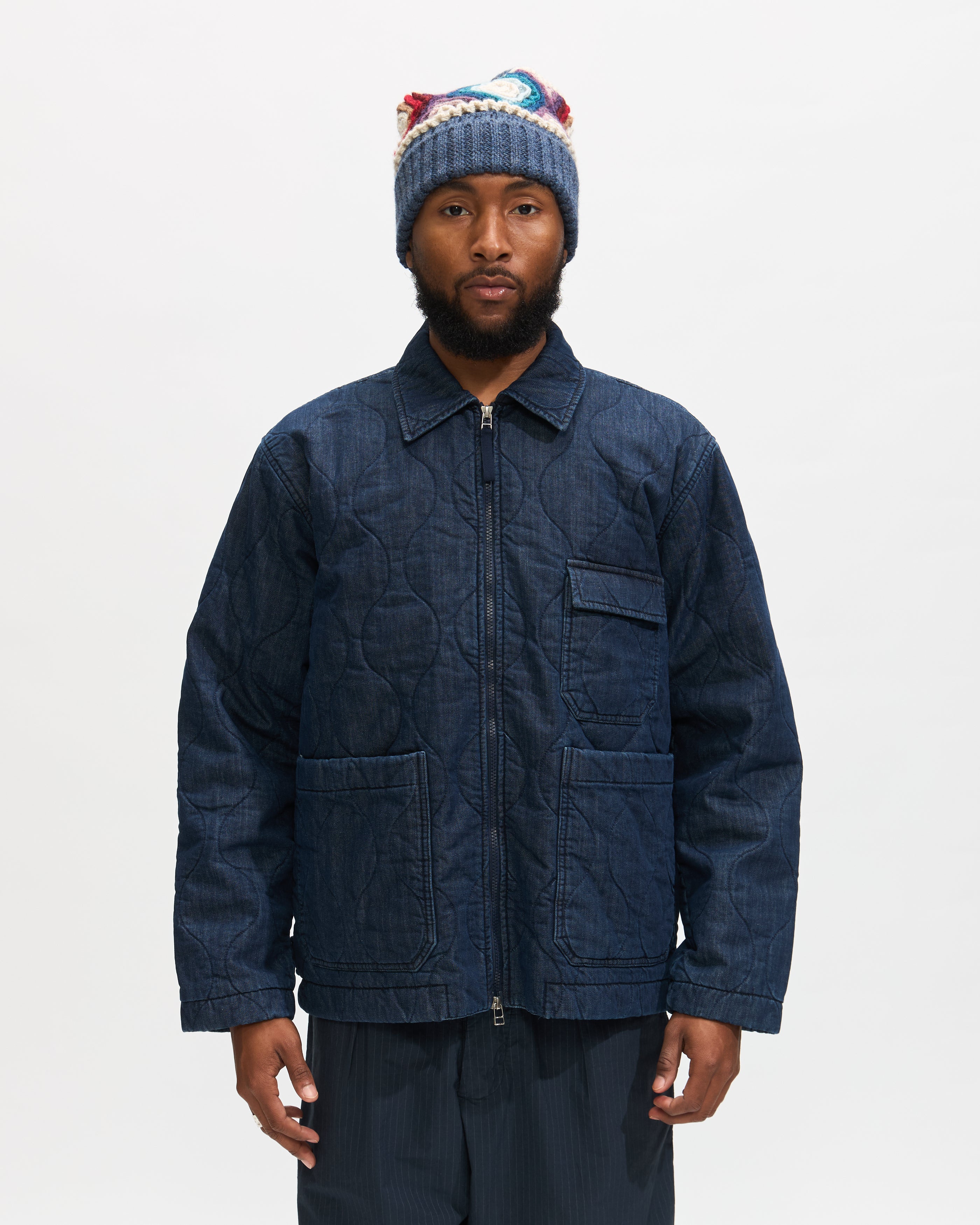 Universal Works Gower Jacket in Indigo Quilt Denim